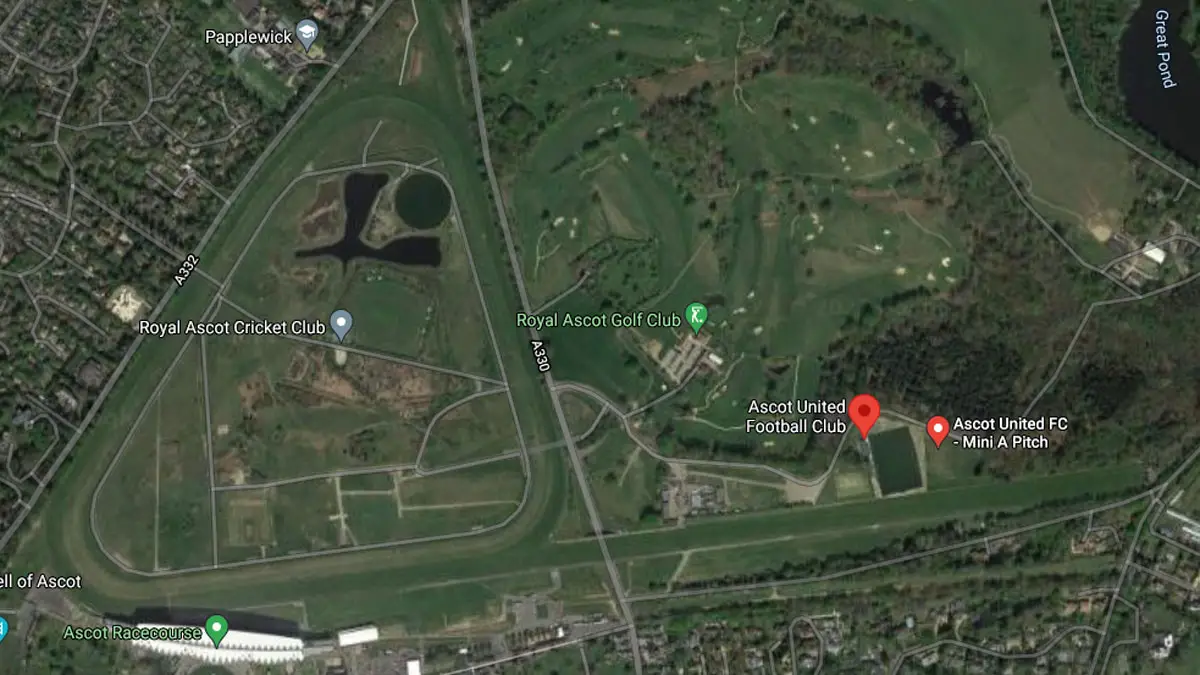 Who plays at the football ground in Royal Ascot Racecourse